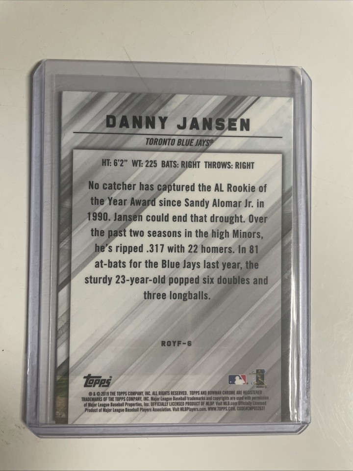 2019 Bowman Chrome ROY Favorites #ROYF-6 Danny Jansen Toronto Blue Jays ...