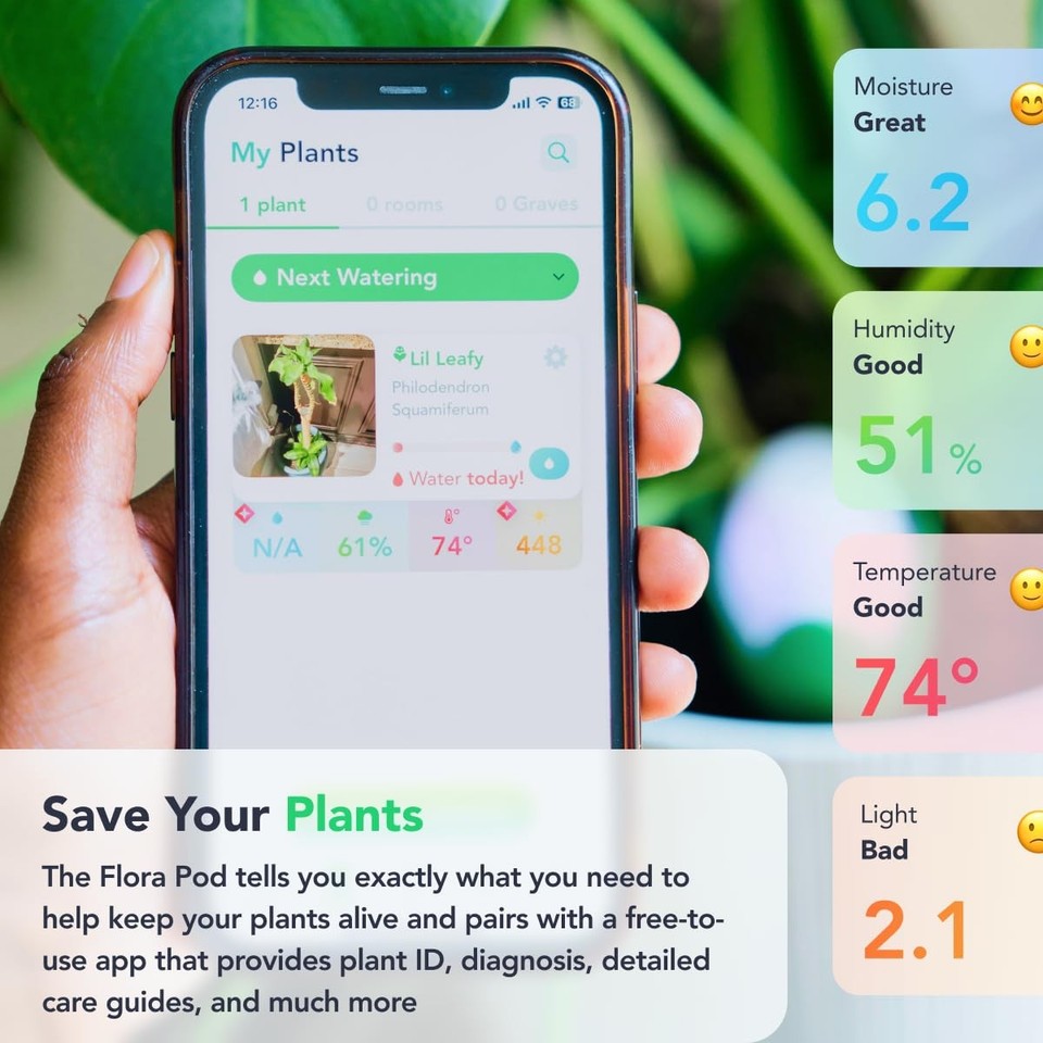 Pod AI-Powered Smart Plant Monitor | for Indoor or Outdoor Plants ...