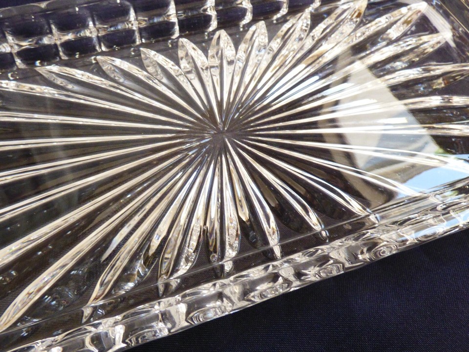 Modern Brilliant Cut Crystal Glass Tray dish 9.75" x 3.75" | eBay