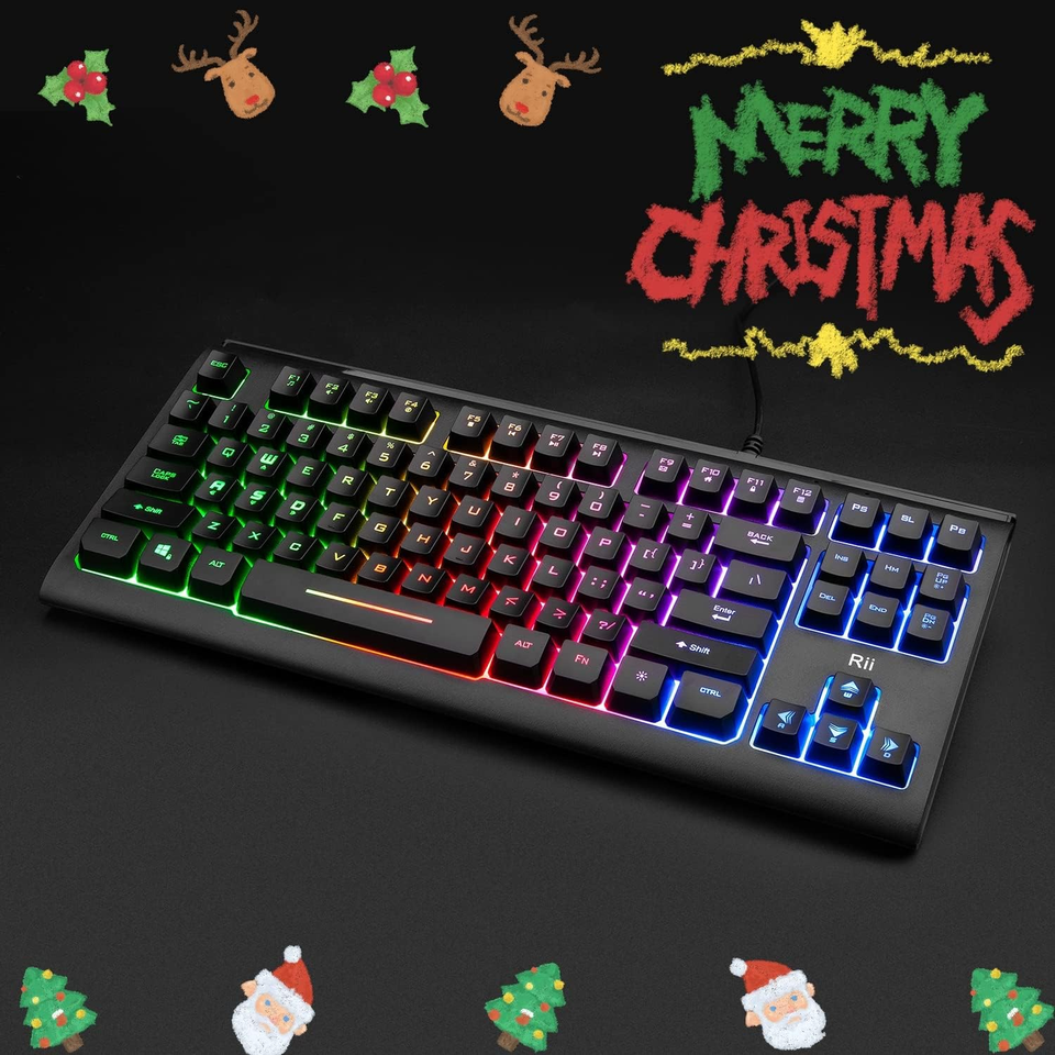 Wired Computer Keyboard with 87 Light Up Keys Silent Keystroke USB RGB ...