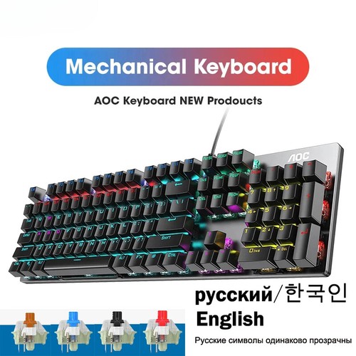 104 Keys Metal Panel Mechanical Keyboard RGB Esports Full Non-impact ...