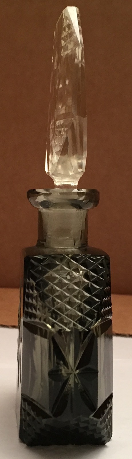 Rare Octagonal Smoke Colored Czechoslovakian Perfume Bottle with Daisy ...