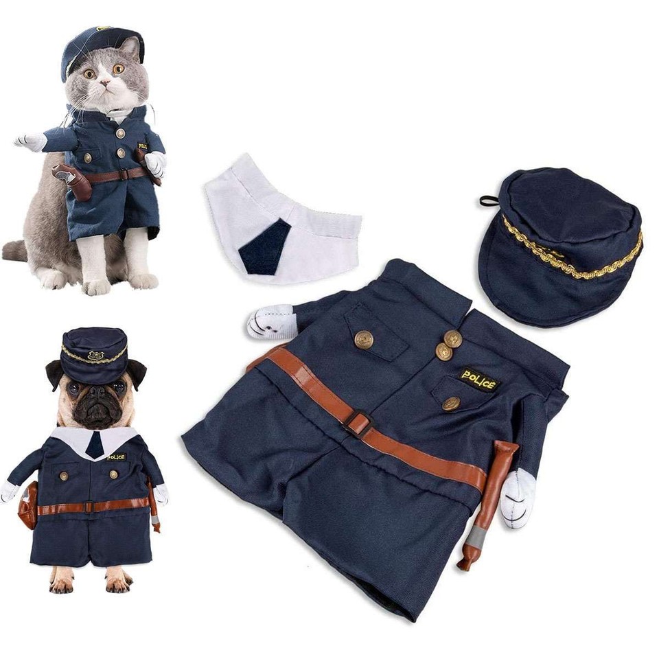 Halloween Pet Dog Cat Act Police Clothes Suite Costume Outfit Caribbean ...