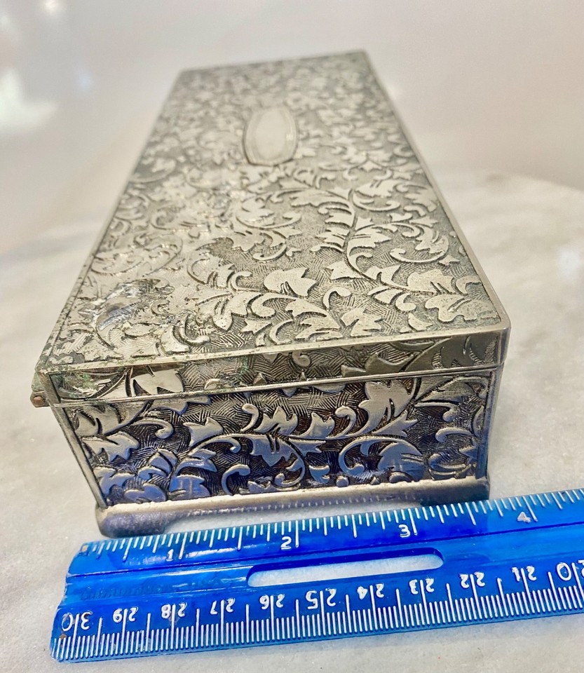 Vintage Godinger Sterling Silver Played Floral Jewelry Box W Red Velvet ...