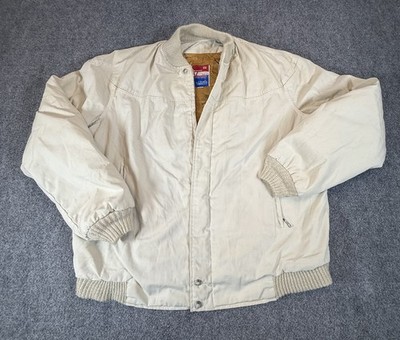 Vintage Catalina Varsity Jacket Mens 42 Long Beige Bomber Zip Pocket ...