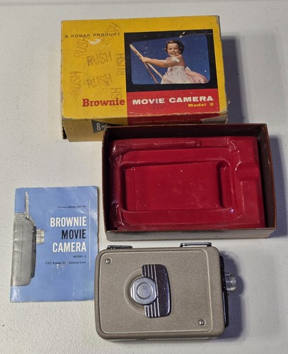 Vintage Kodak Brownie 8mm Movie Camera Model 2 w/ Manual & Box - WoW L ...