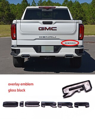OVERLAY 1PC Gloss Black GMC Sierra Emblem 2019+ GMC Sierra 1500 Denali ...