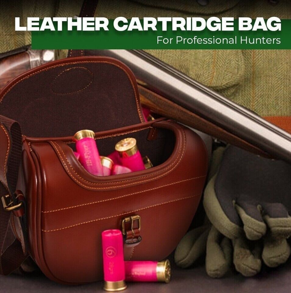 Leather Cartridge Bag Shooting Ammo Holder Shotgun Cartridge Holder ...