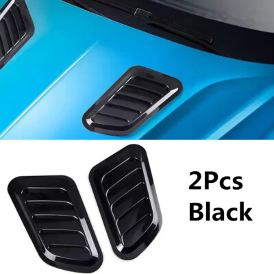 2Pc Car Universal Black Luster False Vent Hood Air Outlet Decorative ...