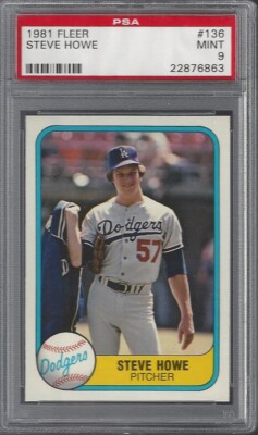 1981 Fleer #136 Steve Howe Los Angeles Dodgers Rookie RC PSA 9 Mint ...