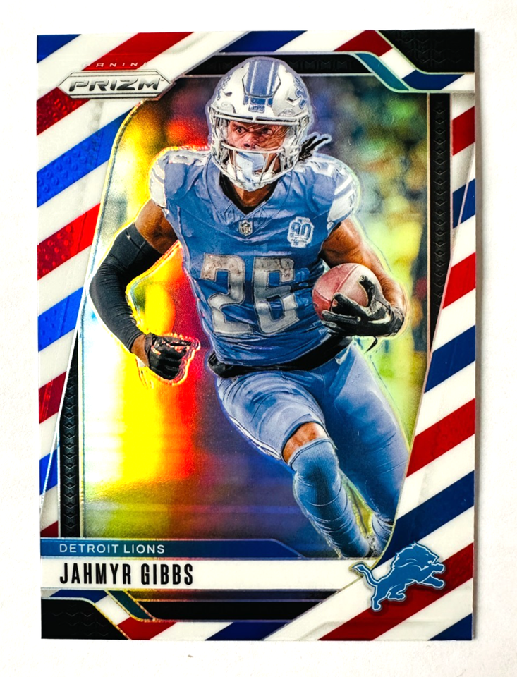 2024 Panini Prizm Jahmyr Gibbs RED WHITE BLUE Prizm Card #93 Lions Star ...