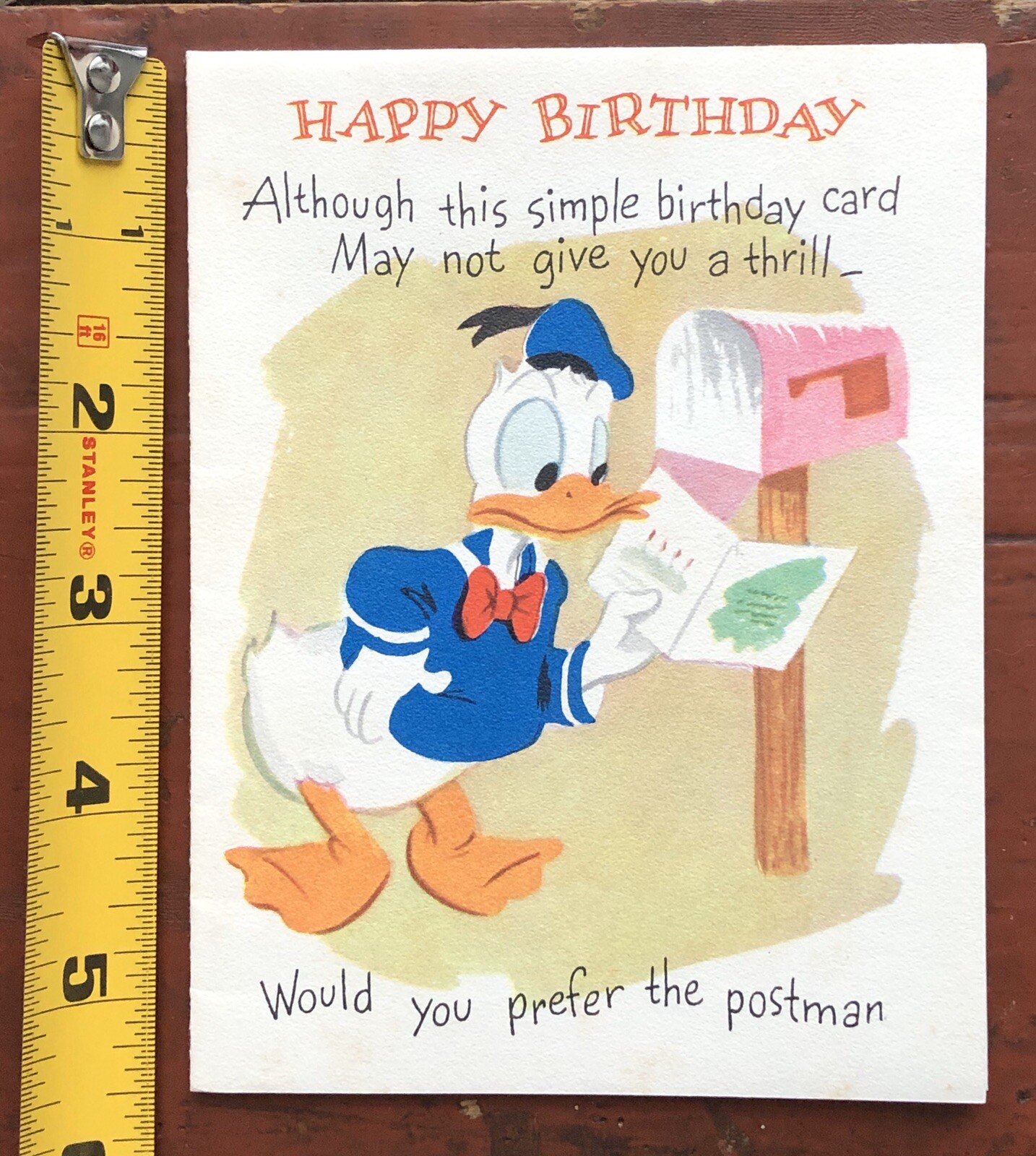 Vintage WALT DISNEY DONALD DUCK Mailbox Lithograph Gibson Birthday ...