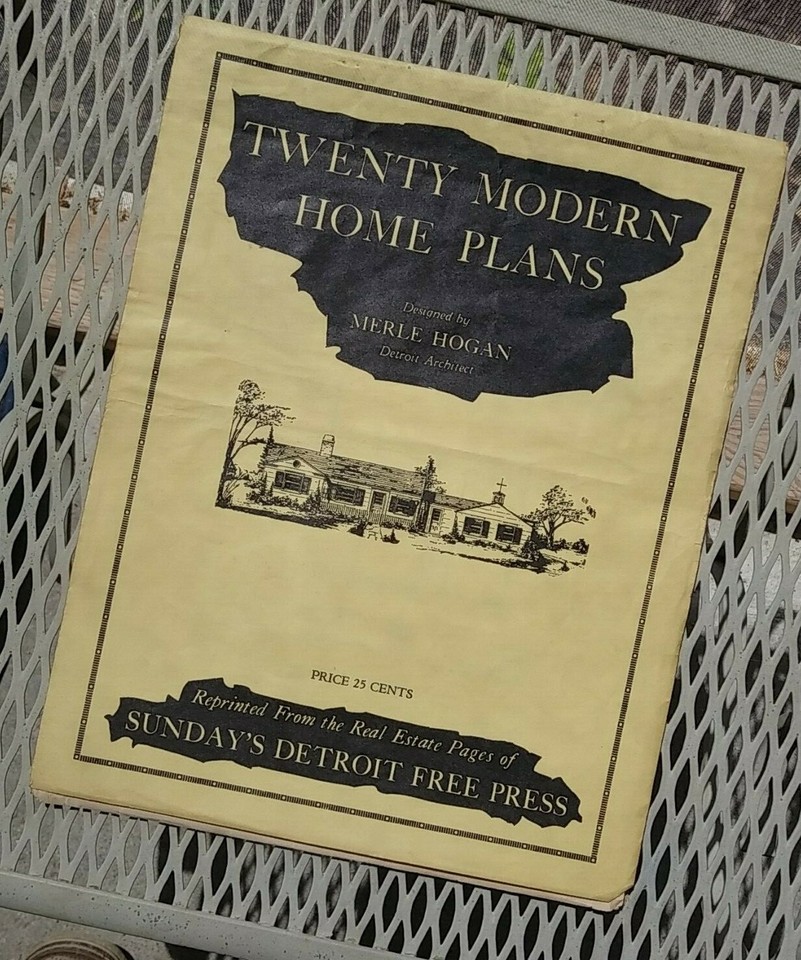 Twenty Modern Home Plans 1955 Detroit Free Press MCM Ranch House Floor ...