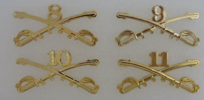 US Army 8th 9th 10th 11th CAVALRY CROSSED SABER Gold Tone Hat Lapel ...