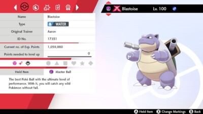 Shiny Blastoise Gmax for Pokemon Sword and Shield + Masterball | eBay