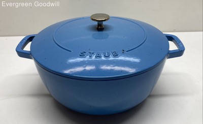 Staub Blue Double Handle 10.25in/26cm Cast Iron Pot with Lid | eBay