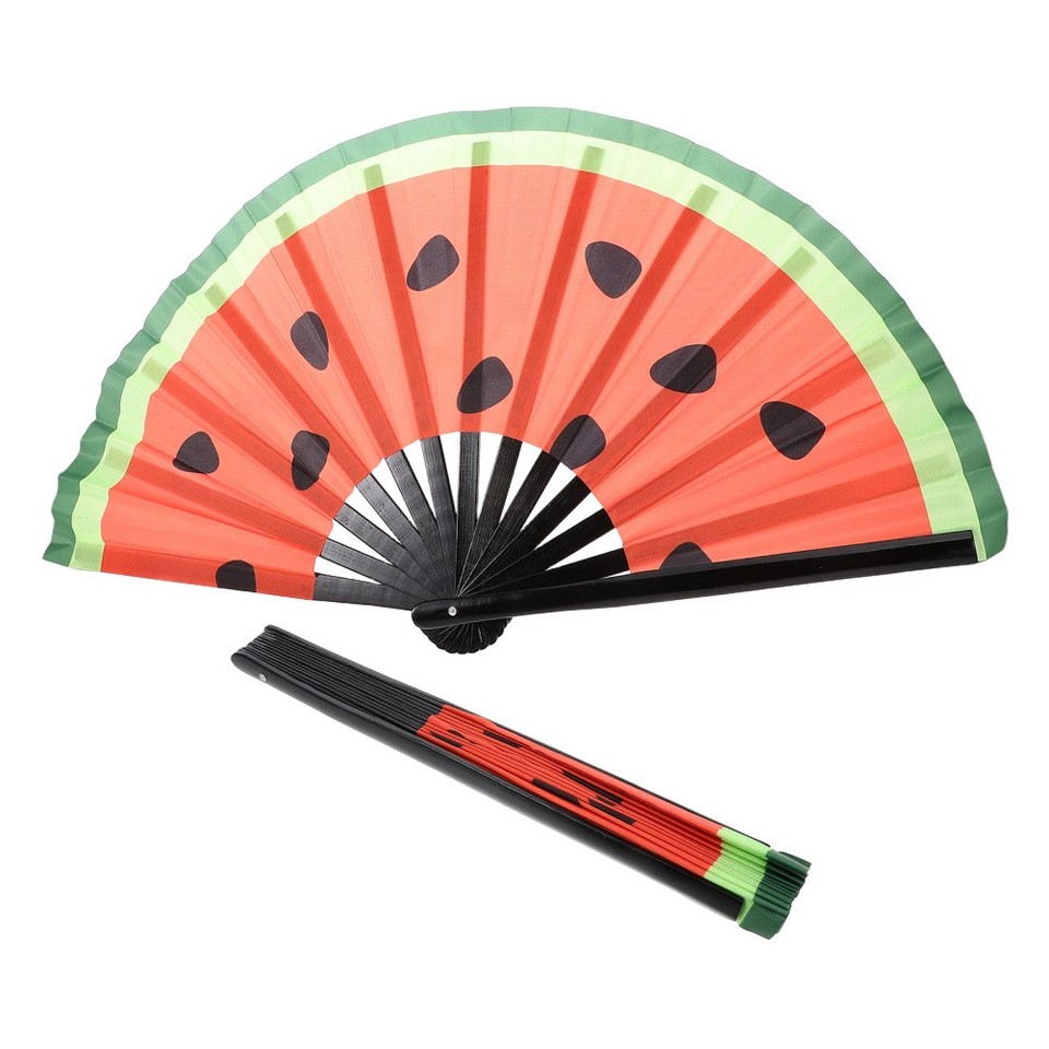 2pcs Decorative Folding Fan - Handheld Fluorescence Glow Fan Watermelon ...