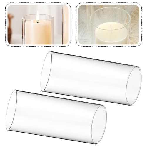 2 Pcs Windproof Candle Cover Glass Tube Tealight Holder Holders House ...