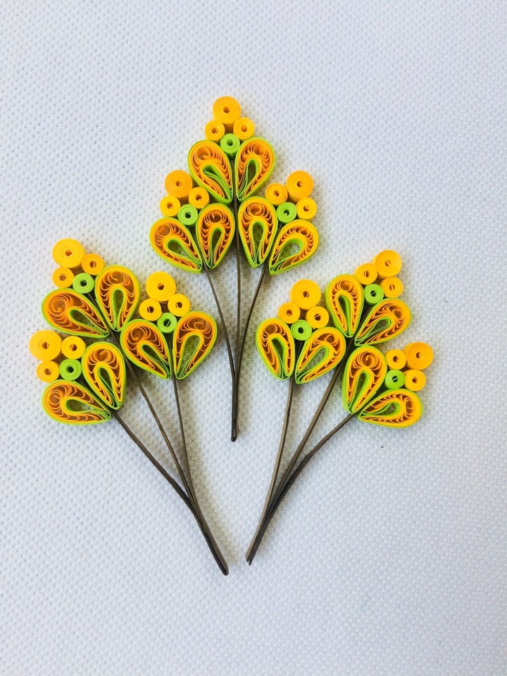 Paper Quilling Flower Bud leaves Branch for cards, wall deco 15lot | eBay