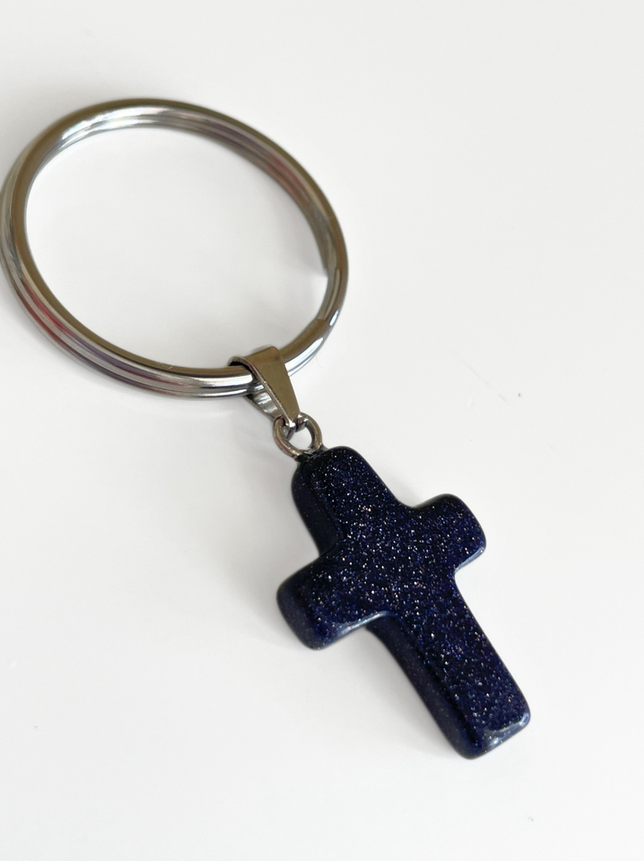 Gemstone Cross Stainless Steel Keychain - Enhance Style and Well-Being ...