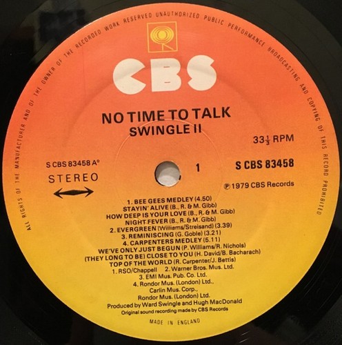 'Swingle II - No Time To Talk' LP, Album Easy Listening, Vocal 1979 VG ...