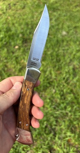 BUCK 110 KNIFE CUSTOM IRONWOOD HANDLE LEATHER SHEATH MAGNACUT 110-FG ...