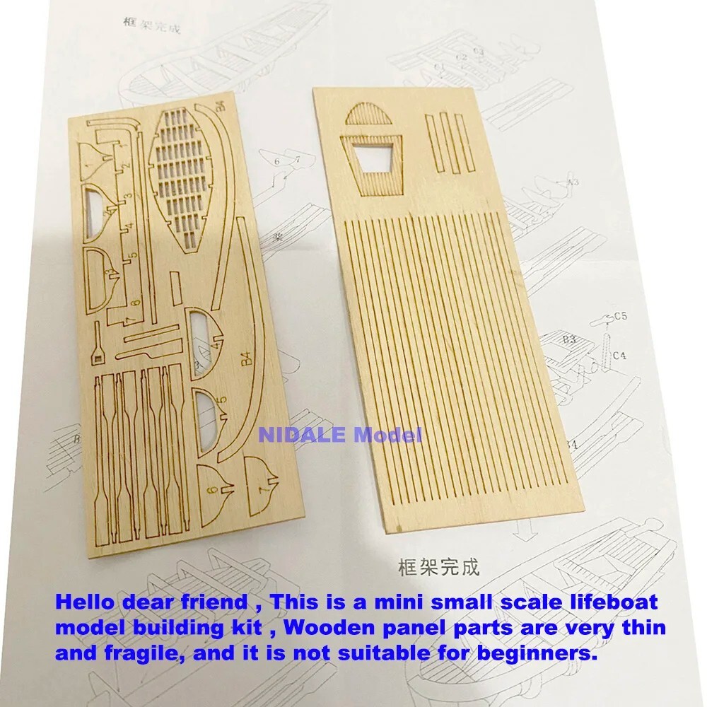 1/100 Halcon1840 Mini Lifeboat Wooden Model Building kits DIY Kit Ship ...