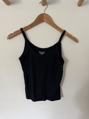 VTG Naf Naf Y2K Cami Tank Top Black Frill Size S NEW NWT Club 2000s ...