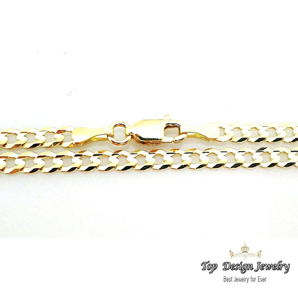 14K Solid Yellow Gold Lobster Clasp Cuban Link Chain Necklace 7.5"-24 ...