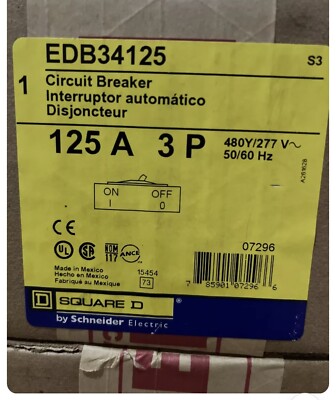 Square D EDB34125 125 Amp 3 Pole Circuit, Open Box 785901072966| eBay