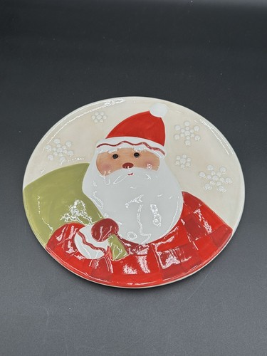 Vintage Hallmark Santa Plate Serving Snowflakes Christmas Holiday Decor ...