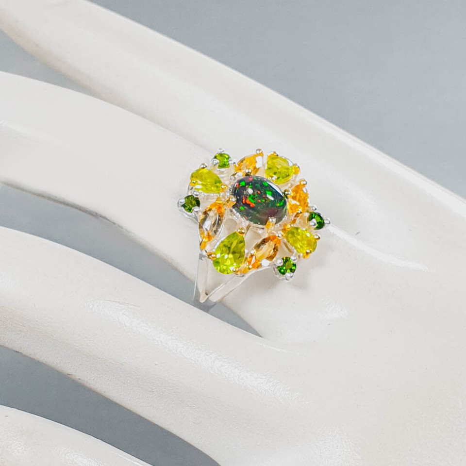 Handmade Vintage Heated Natural Opal Silver ring 925 Sterling / RVS392 ...