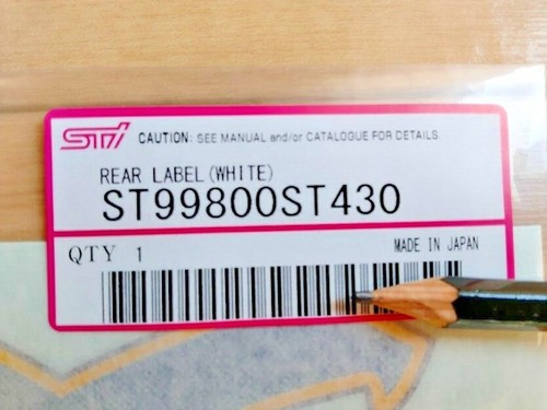 Subaru Genuine OEM STI Rear Deck-Lid Sticker ST99800ST430 Impreza WRX ...