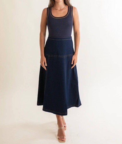 Moon River Mix Media Denim Dress Blue | eBay