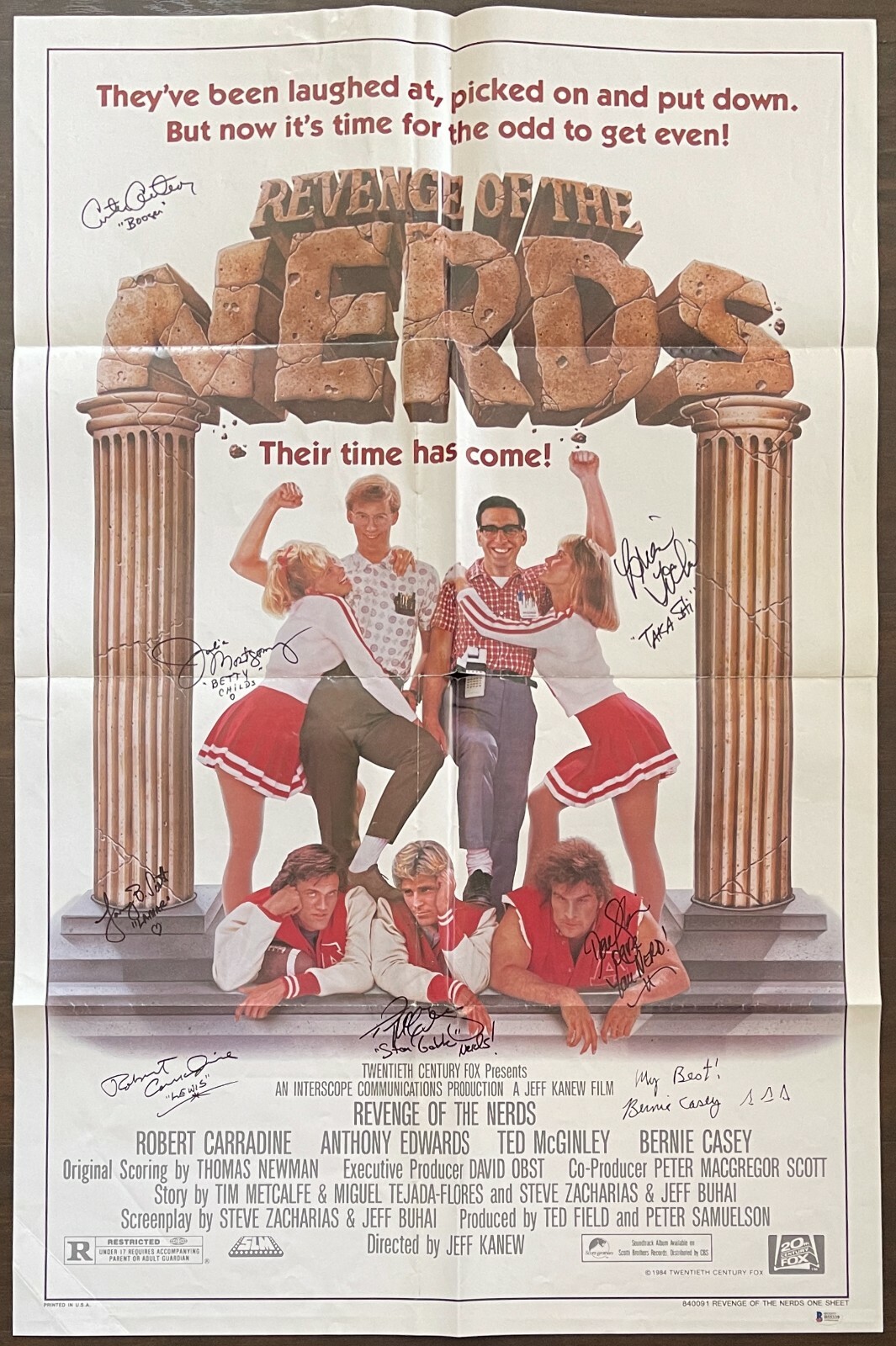 REVENGE OF THE NERDS 8 Cast Members Signed POSTER Original One Sheet ...