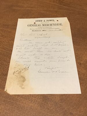 Gunn & Powe Buckatunna Mississippi 1885 Document Billhead | eBay