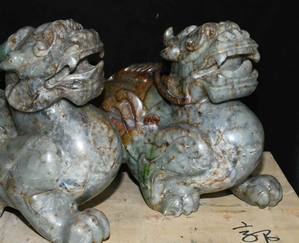 Old Dynasty Xiu Jade PiXiu Phylactery Guardian Beast Brave Coin Statue ...