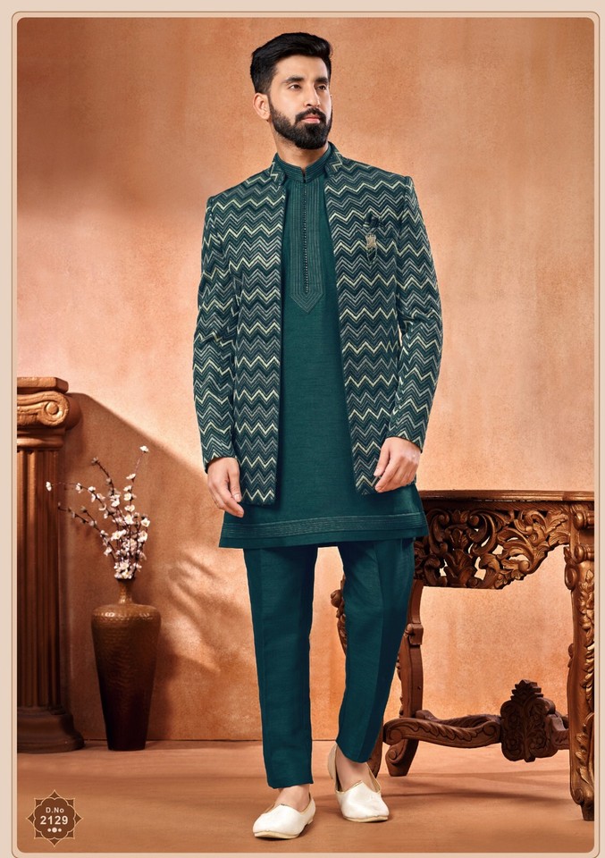 3 Pc Indian Mens Designer Wedding Bollywood Party Wear Traditional ...