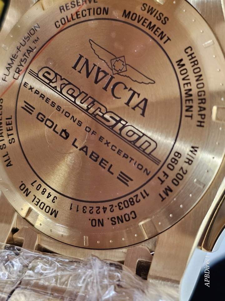 Invicta - EXCURSION - Gold LABEL - Swiss Z60 - Gold GLASS FIBER Dial ...