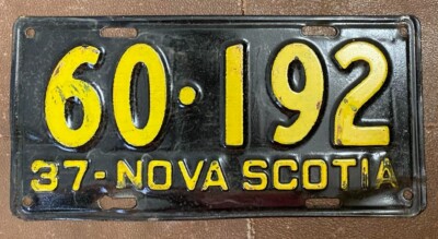 Nova Scotia 1937 License Plate # 60-192 | eBay
