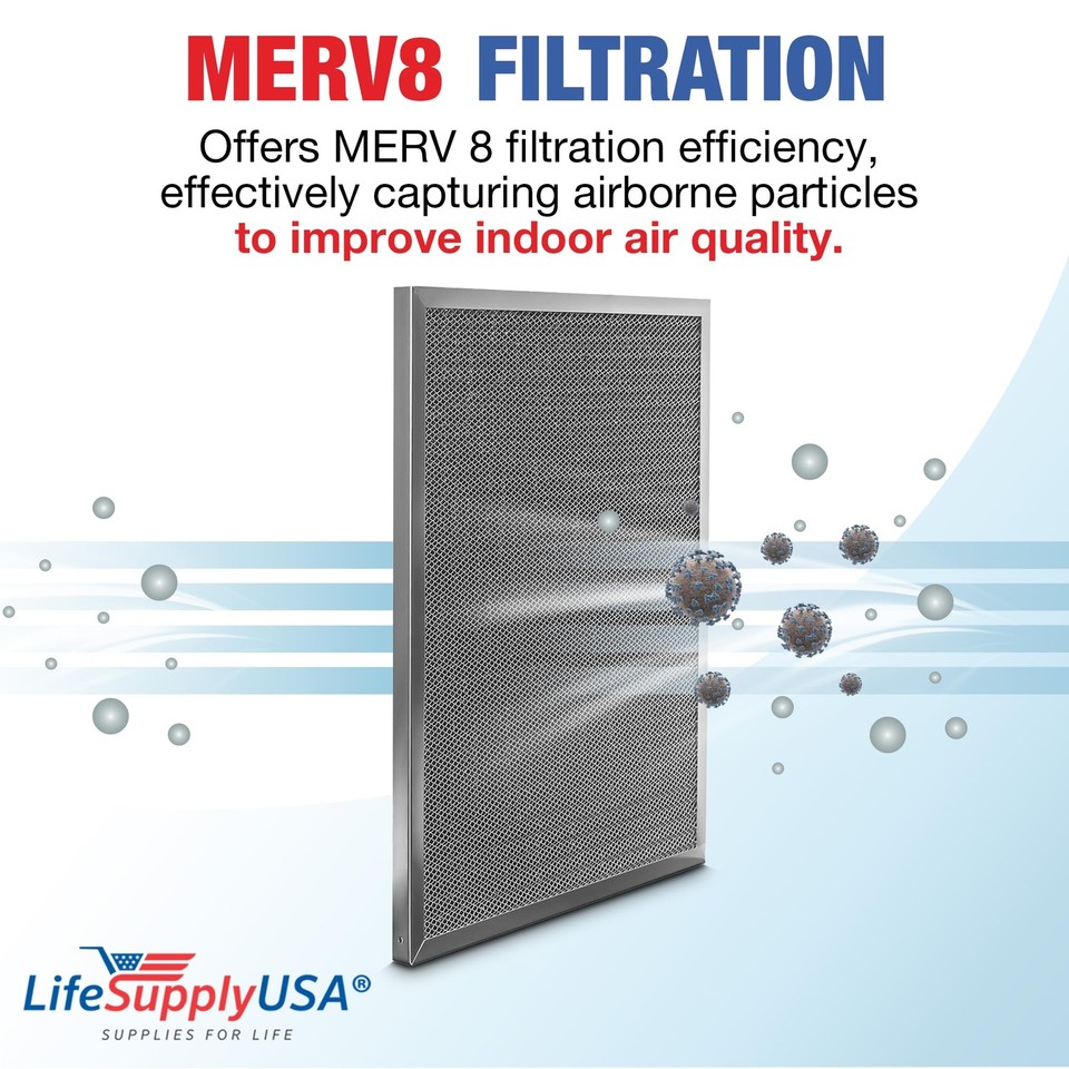 LifeSupplyUSA (20x25x1) Aluminum Electrostatic Air Filter Replacement ...
