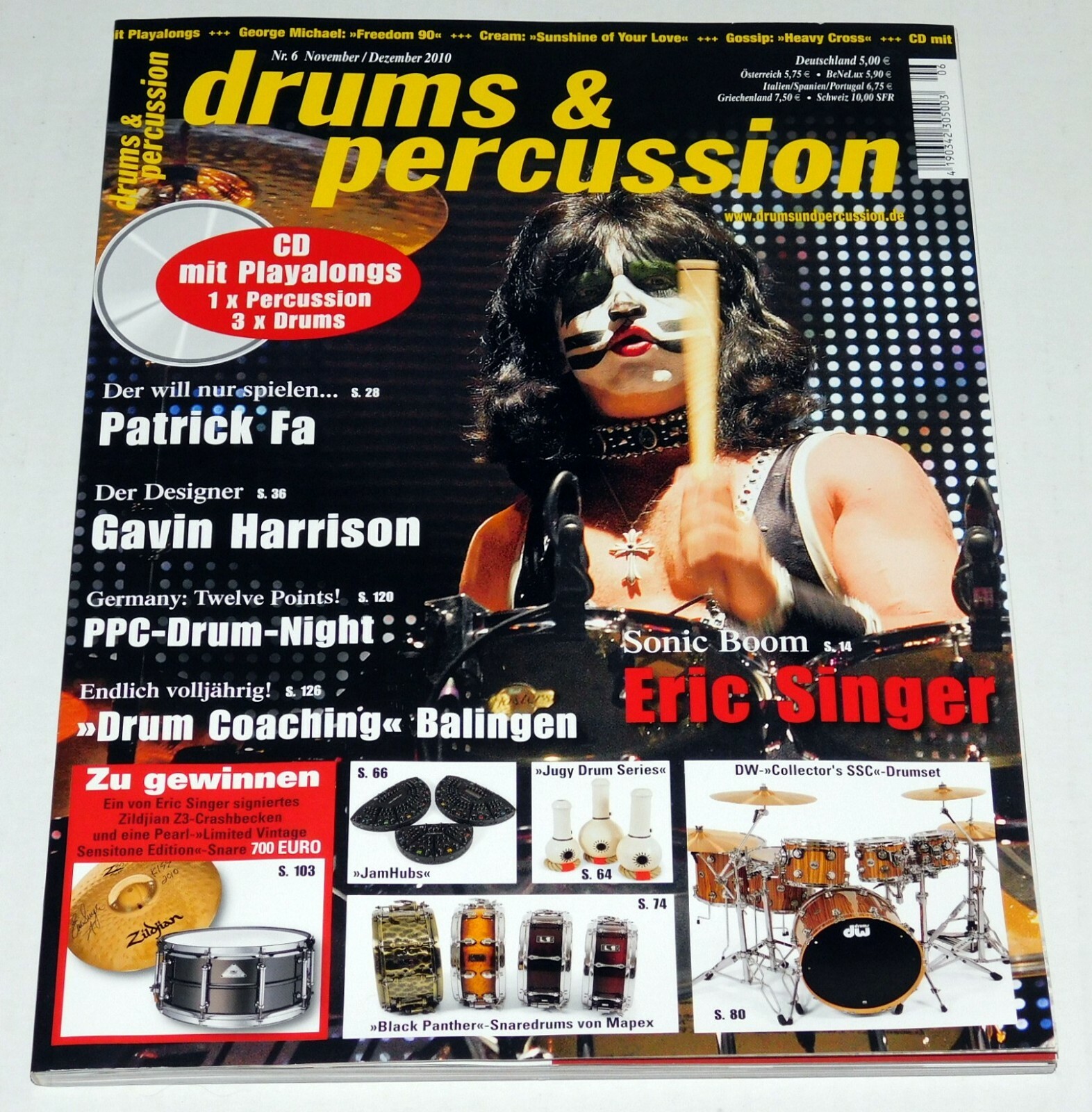 KISS Band Magazine Drums Percussion ERIC SINGER Catman Nov 2010 Germany ...