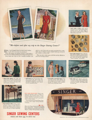 1946 Singer Sewing Centers: Me Before and After My Trip Vintage Print ...