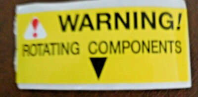 Fan Shroud "WARNING ROTATING COMPONENTS" Decal - fitted to many 1977-93 ...