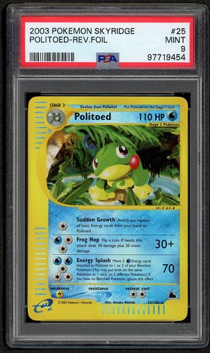 Pokemon PSA 9 MINT Politoed 25/144 Skyridge Reverse Holo Foil 2003 E ...