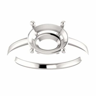 Sterling Silver Oval Cut Solitaire Ring Setting Modern Style Ring ...