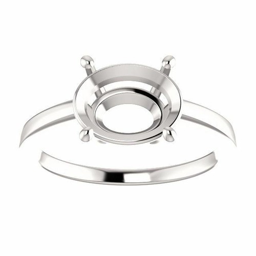 Sterling Silver Oval Cut Solitaire Ring Setting Modern Style Ring ...