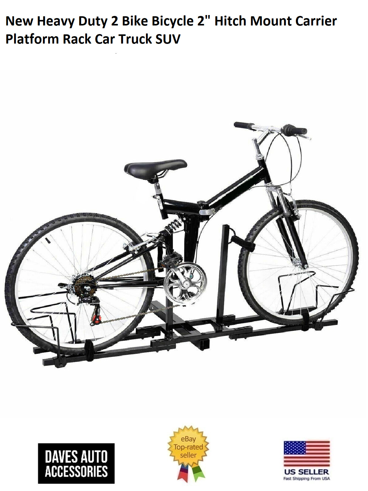 New Heavy Duty 2 Bike Bicycle 2" Hitch Mount Carrier Platform Rack Car ...