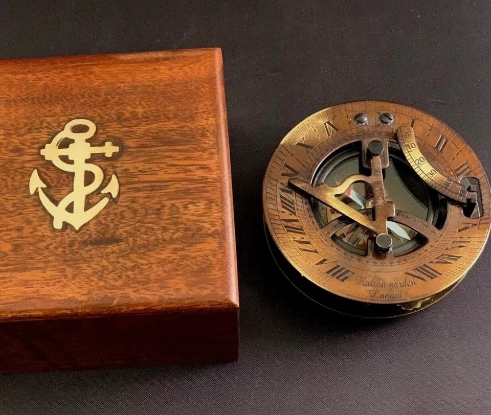 Antique Sundial Compass 3" Vintage Brass Nautical Marine Compasses Steampunk Old | eBay