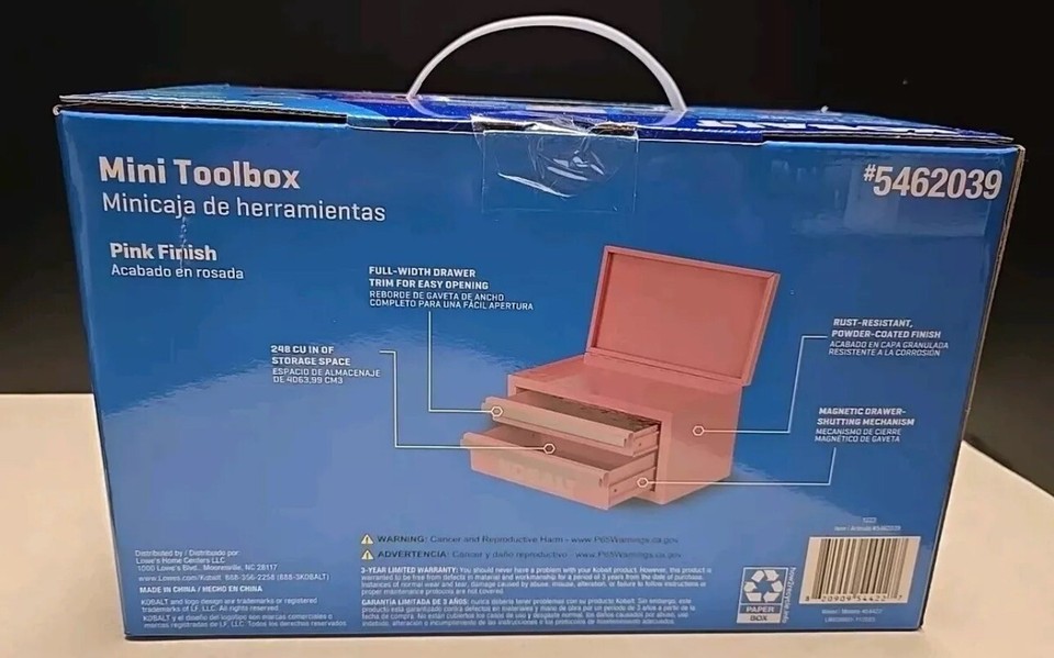 Kobalt Mini Tool Box Toolbox Pink Steel 5462039 (BRAND NEW) Lowe’s ...
